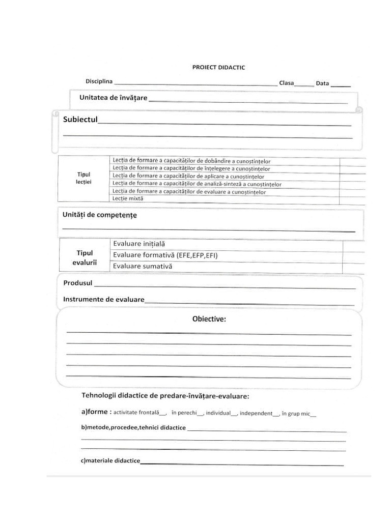Proiect Didactic de Scurta Durata Schita | PDF