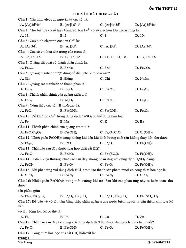 Chuyên Đề Sắt - Crom | PDF