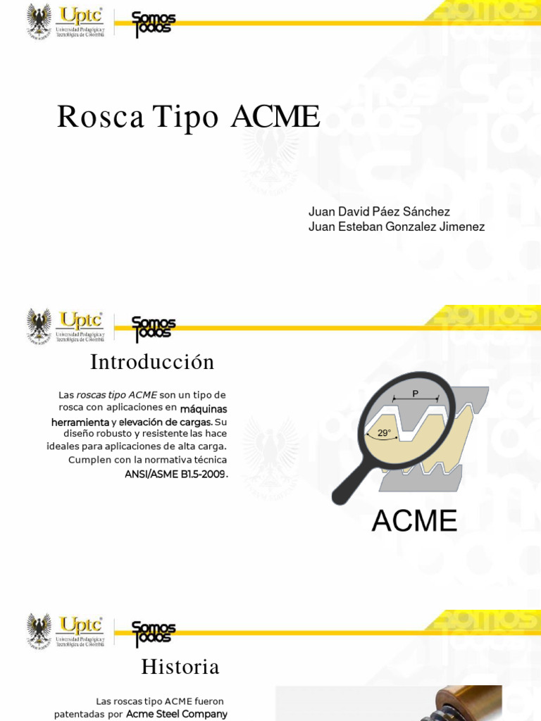 Ventajas y Aplicaciones de Roscas ACME | PDF | Tornillo | Ingeniería ...