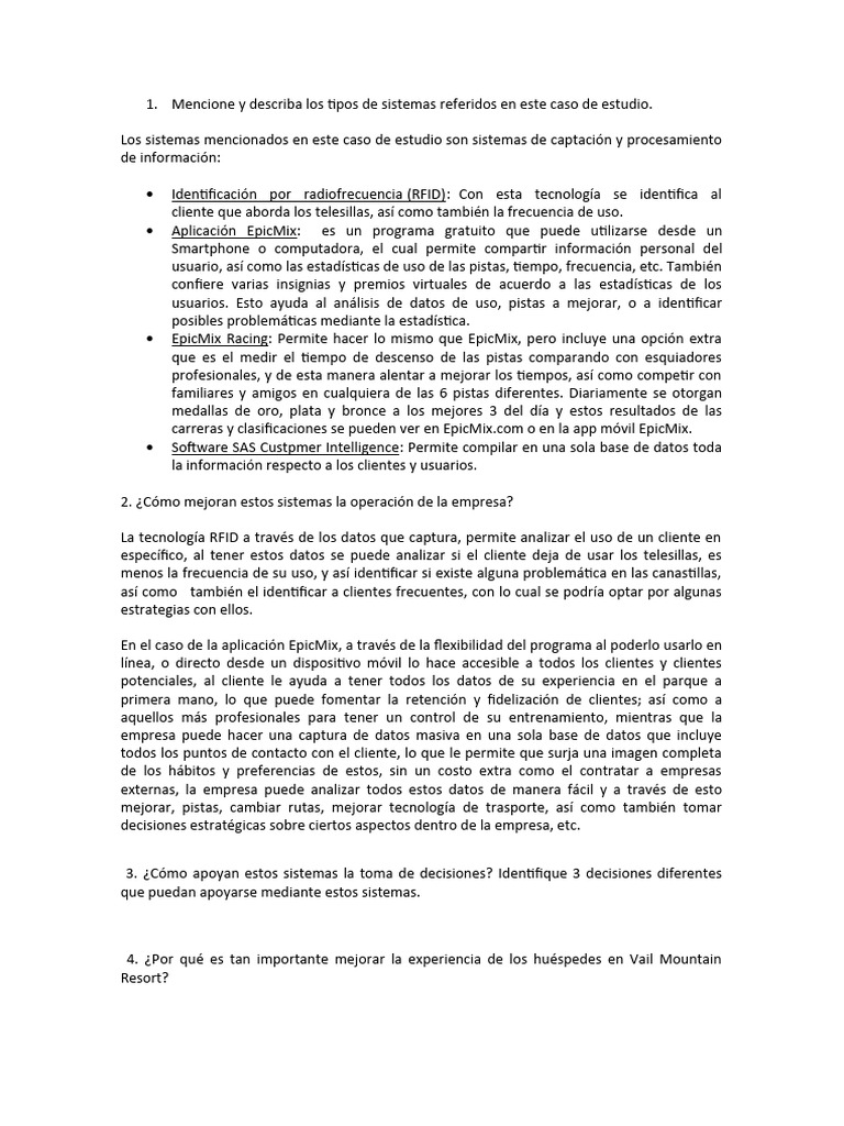 Caso Practico Vail Ski Resorts | PDF | Identificación de frecuencia de ...