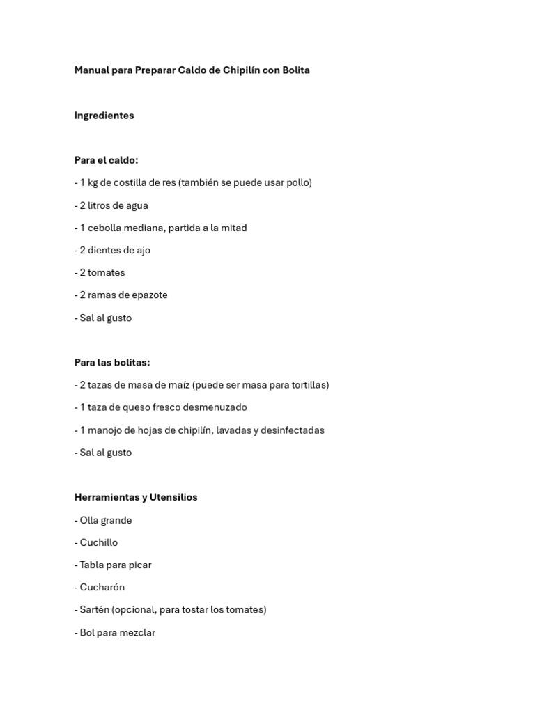 Caldo de Chipilín con Bolita | PDF | Caldo | Cocinando