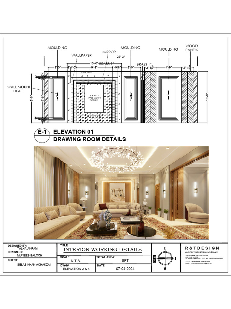Elevation 01 Drawing Room Details E-1 | PDF | Interior Design