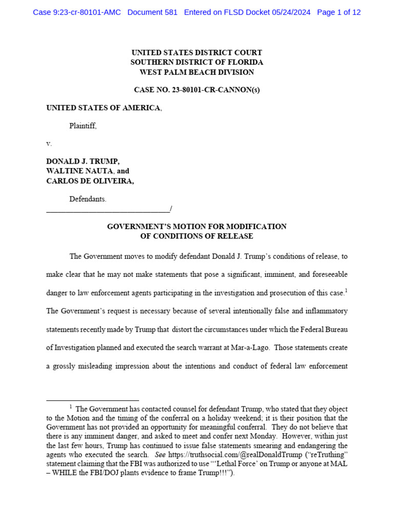 Gov Uscourts FLSD 648653 581 0 | PDF | American Government | Donald Trump