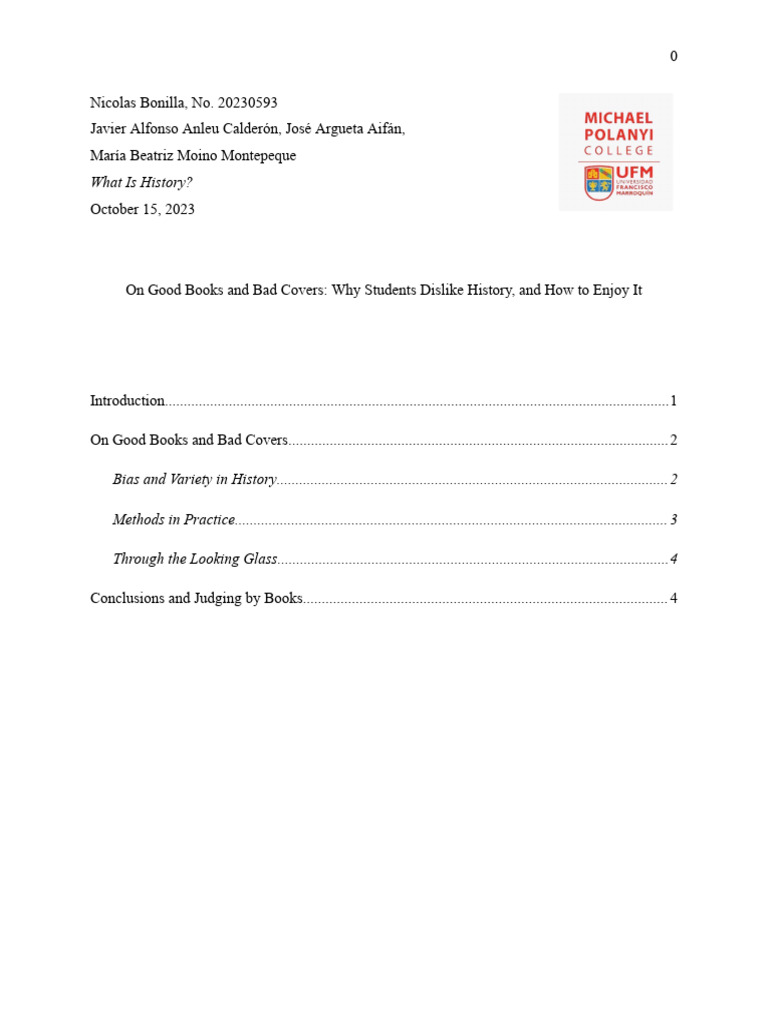 Nicolas Bonilla Essay - What Is History | PDF | Iliad | Greek Mythology