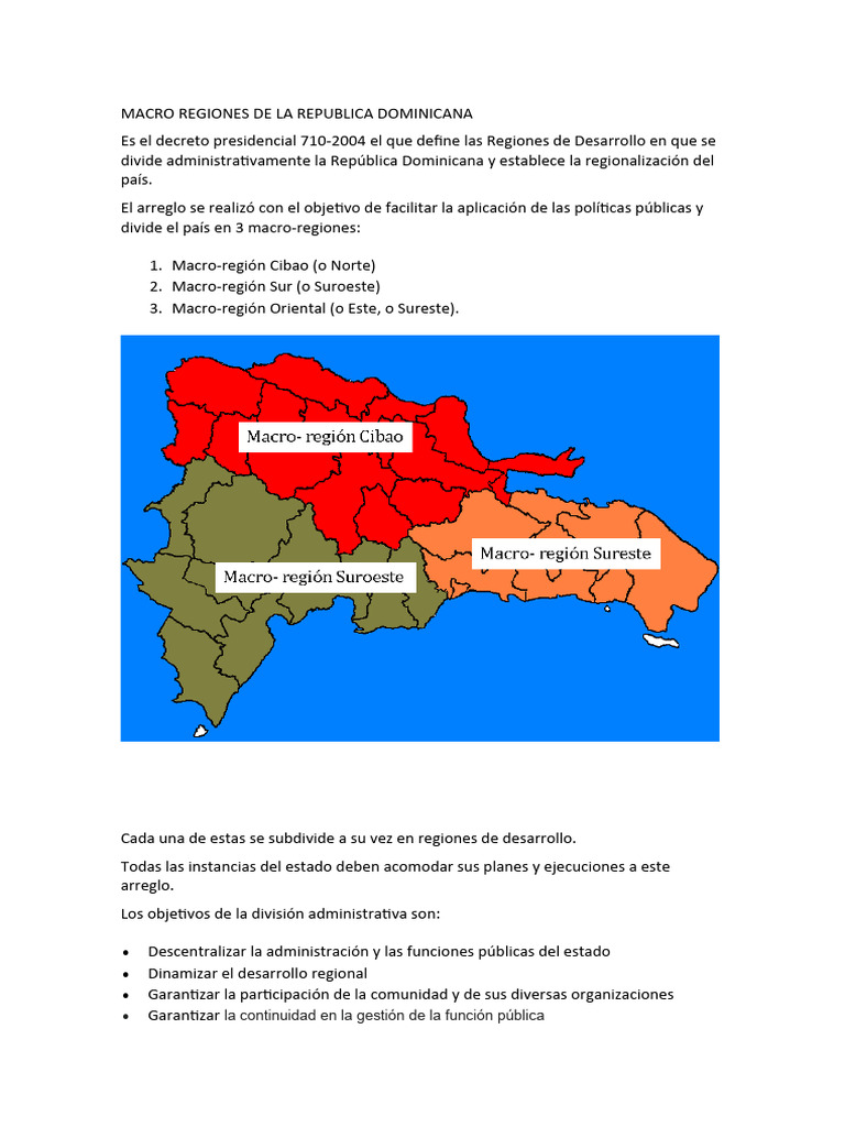 Macro Regiones de La Republica Dominicana | PDF | República Dominicana