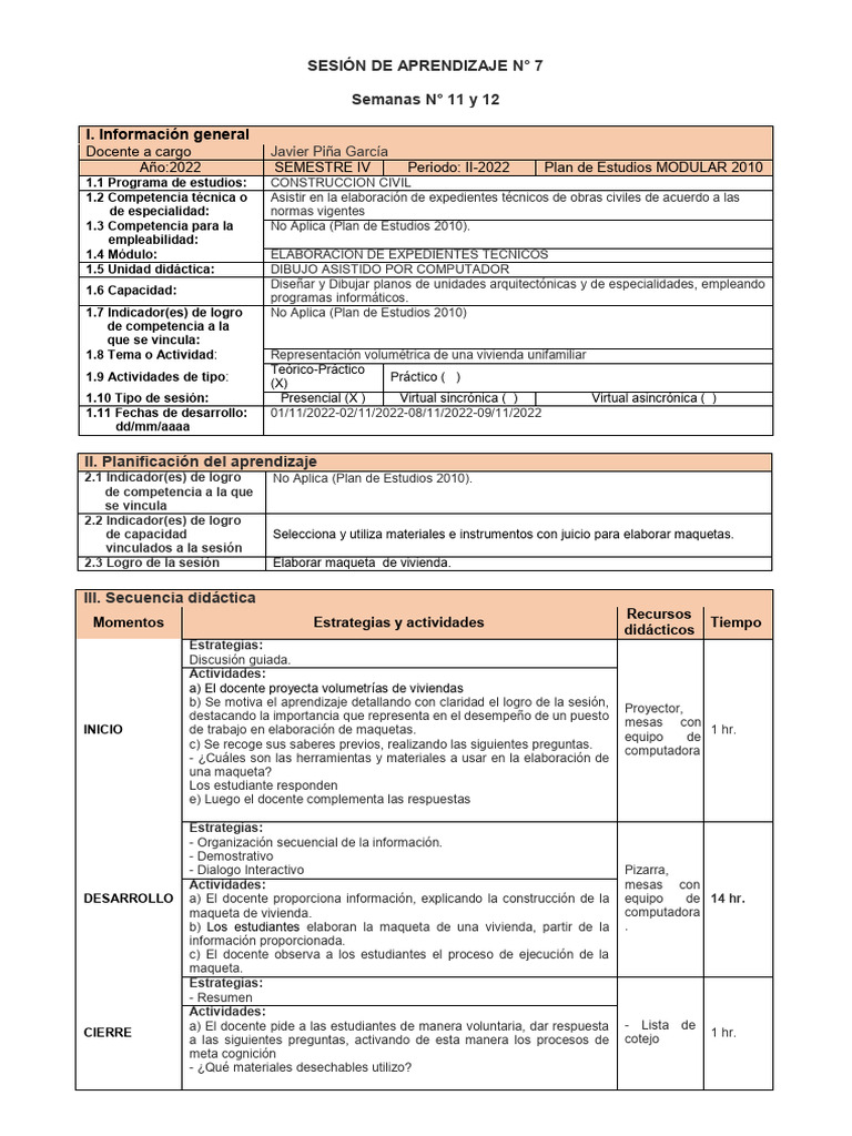 2.7) SESION DE APRENDIZAJE SEMANAS 11 y 12 DIBUJO COMPUTADOR | PDF | Plan de estudios | Aprendizaje