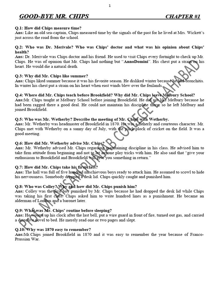 Good Bye MR Chips Final | PDF