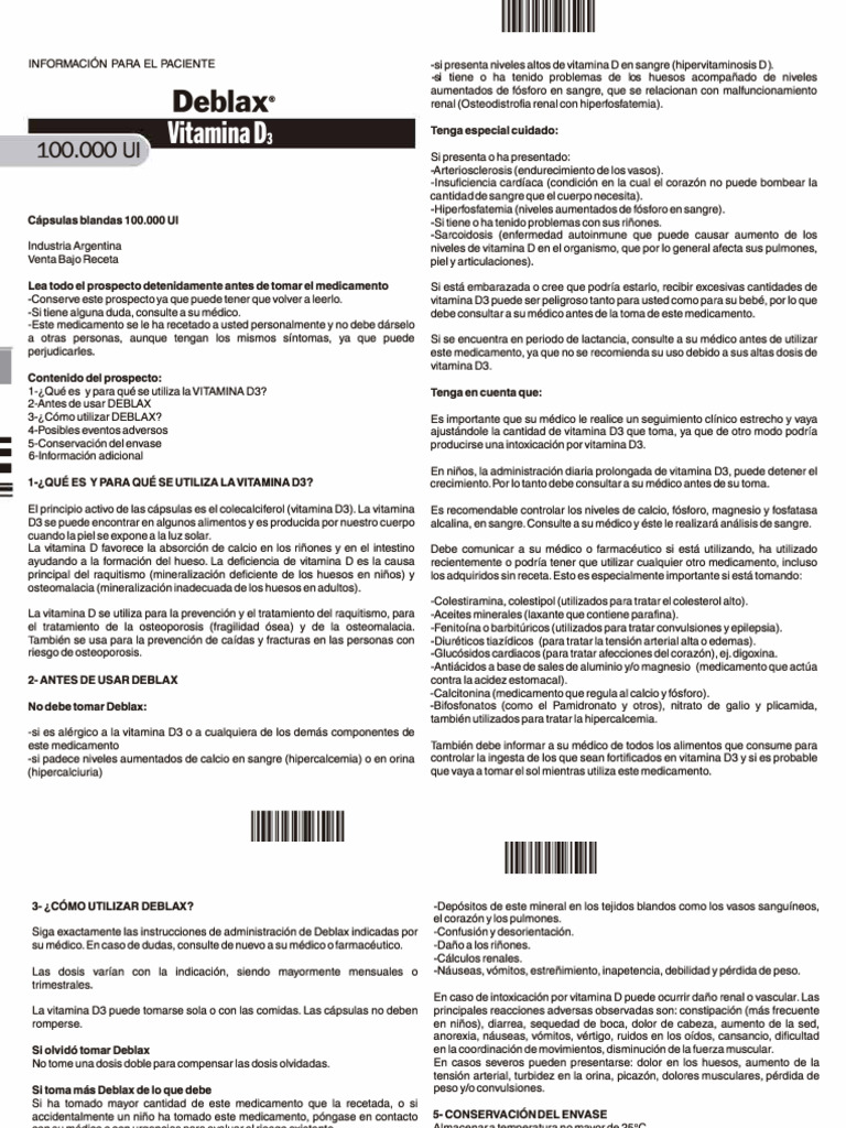 DEBLAX Prospecto para Pacientes RAFFO | Descargar gratis PDF | Vitamina ...