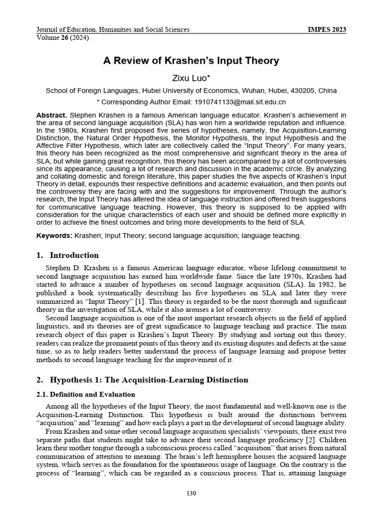 A_Review_of_Krashens_Input_Theory | PDF | Second Language Acquisition ...