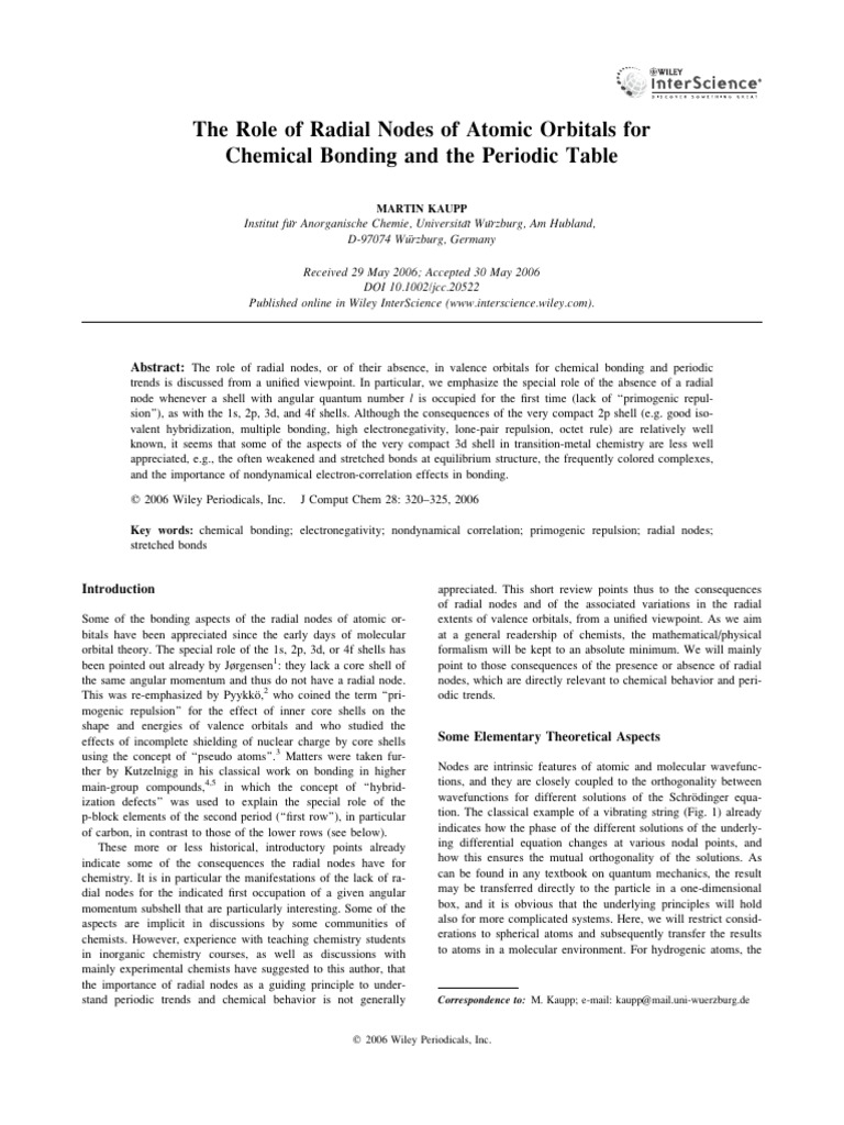 The Role Of Radial Nodes Of Atomic Orbitals For Chemical Bonding