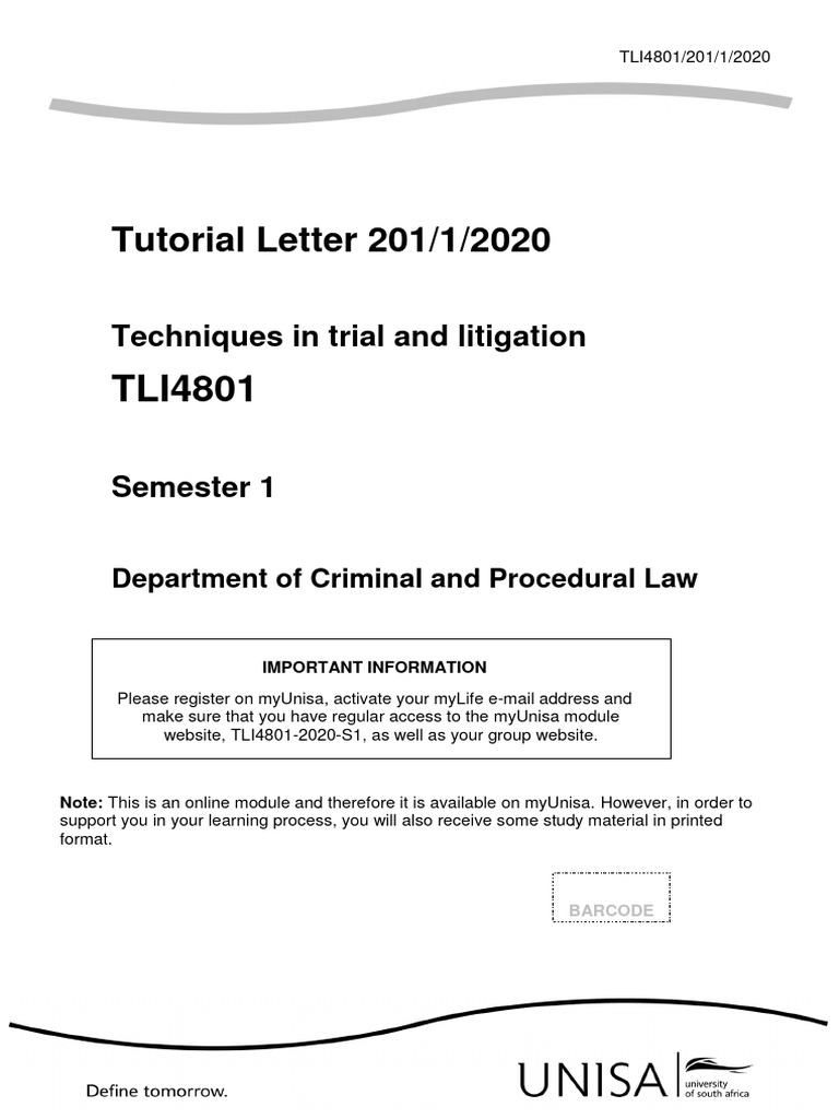 TLI4801 Trial and Litigation Techniques Guide | PDF | Bail | Prosecutor
