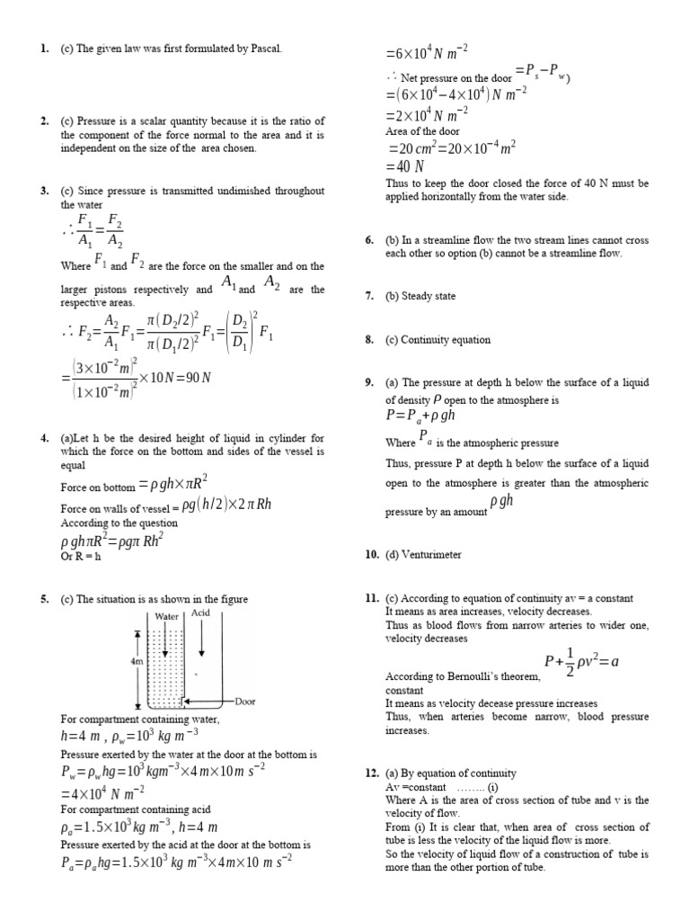 Jee Phy 12 May Sol | PDF | Pressure | Liquids