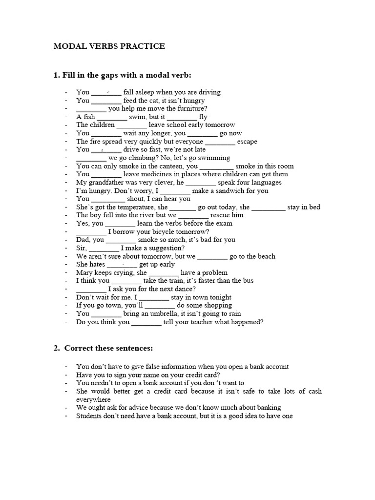 Modal Verbs Practice | PDF