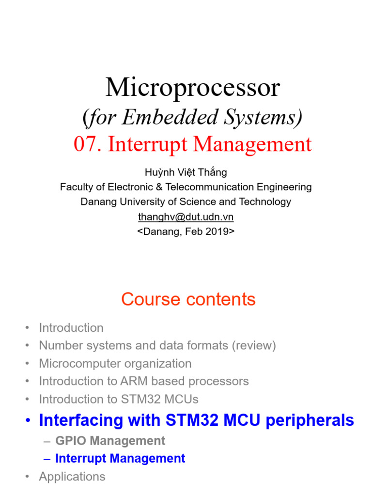 MicroprocessorHVT2019 Lec07 STM32 Interrupt | PDF