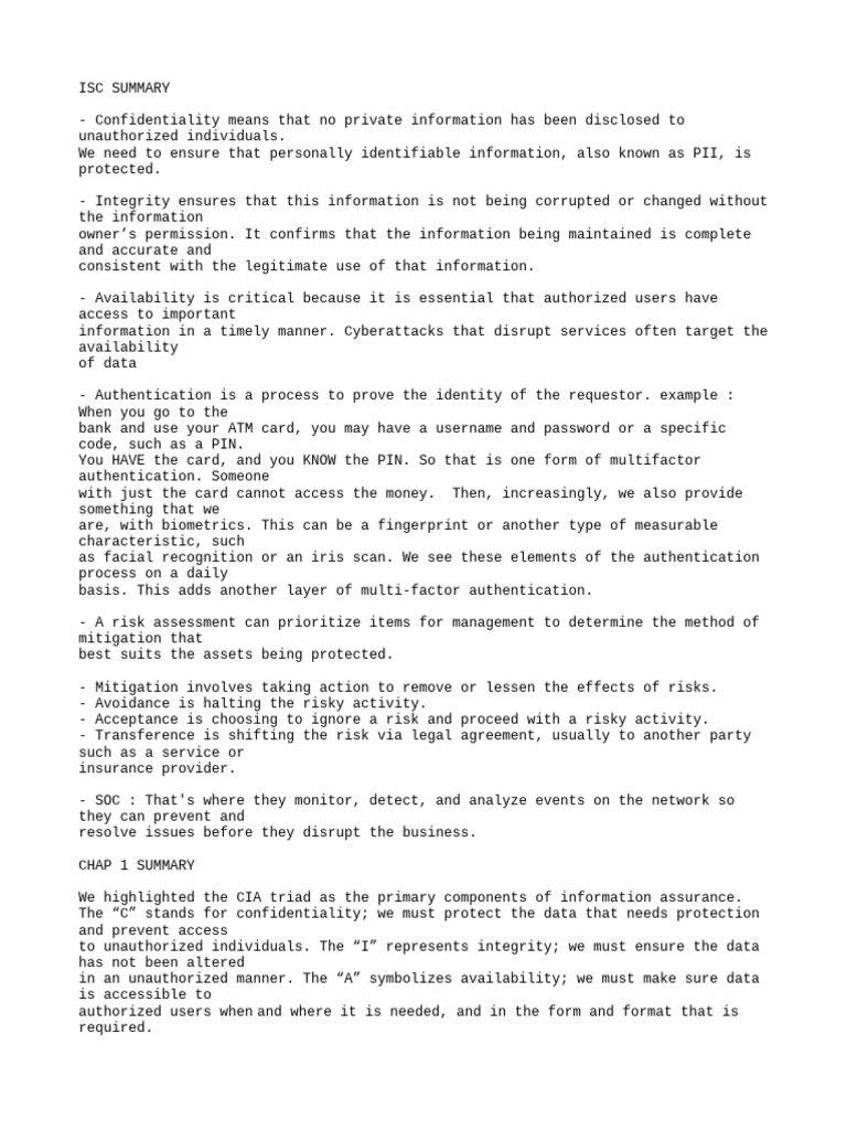ISC Summary | PDF | Information Security | Information Science