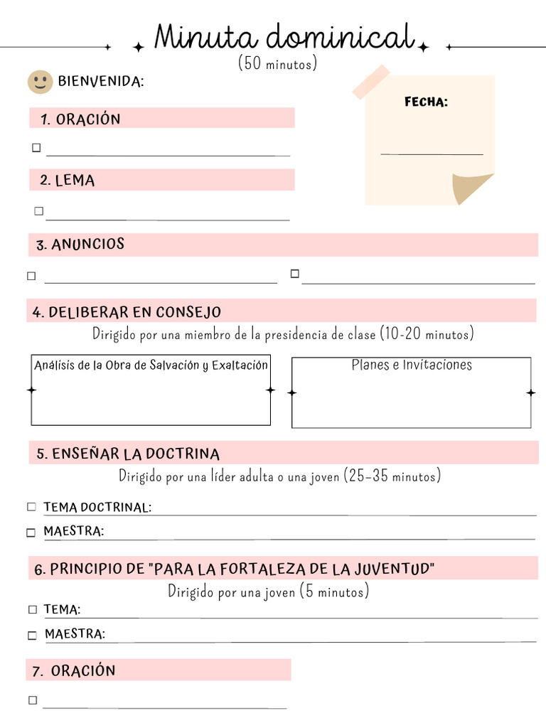 MINUTA DOMINICAL E INSTRUCTIVO 2023 | PDF