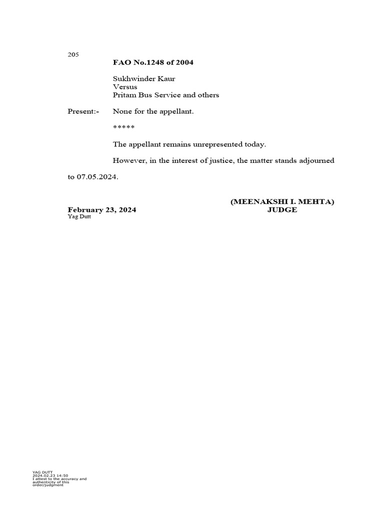 Legal Case Adjournment Notice | PDF