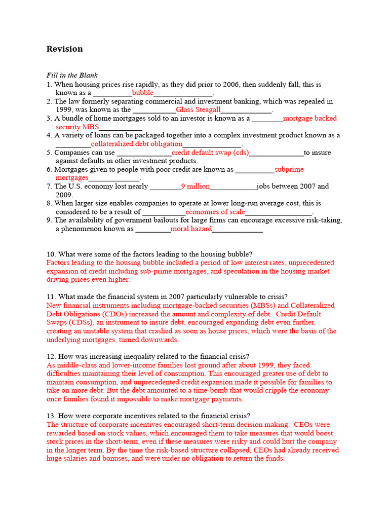 Understanding the 2008 Financial Crisis | PDF | Collateralized Debt ...