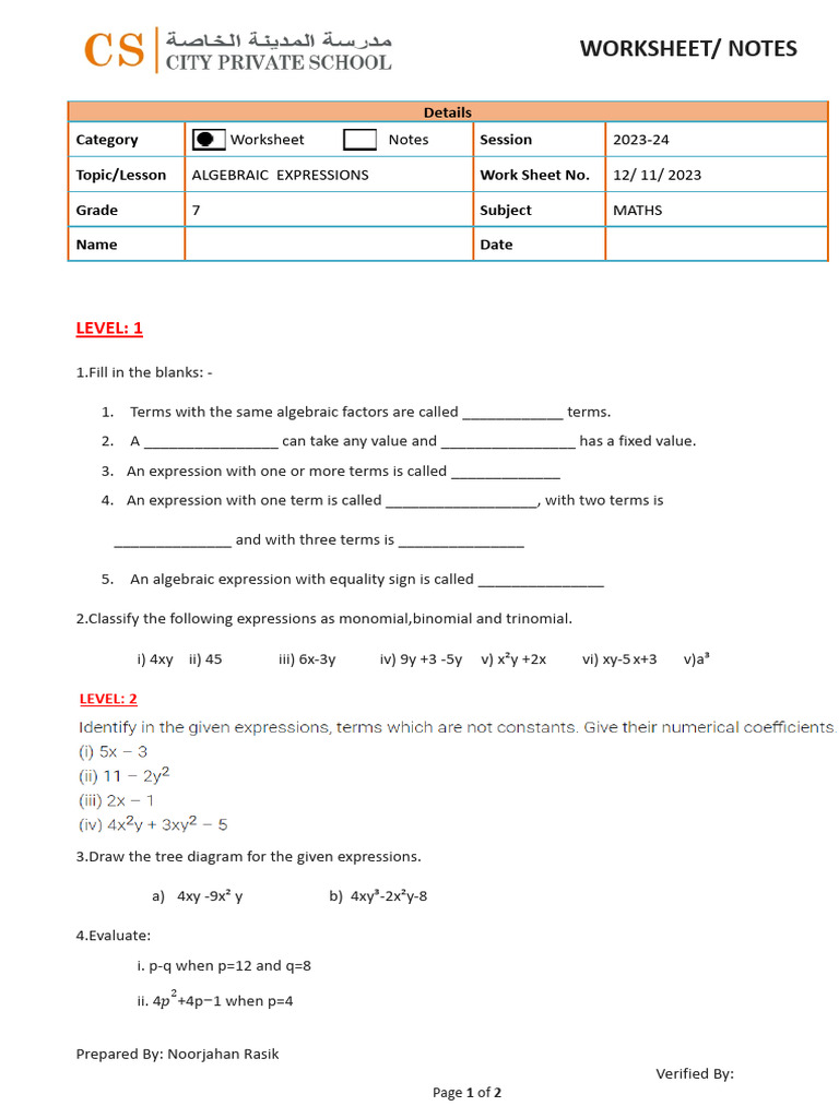 gd 7 ws&sample paper | Download Free PDF | Triangle | Mean