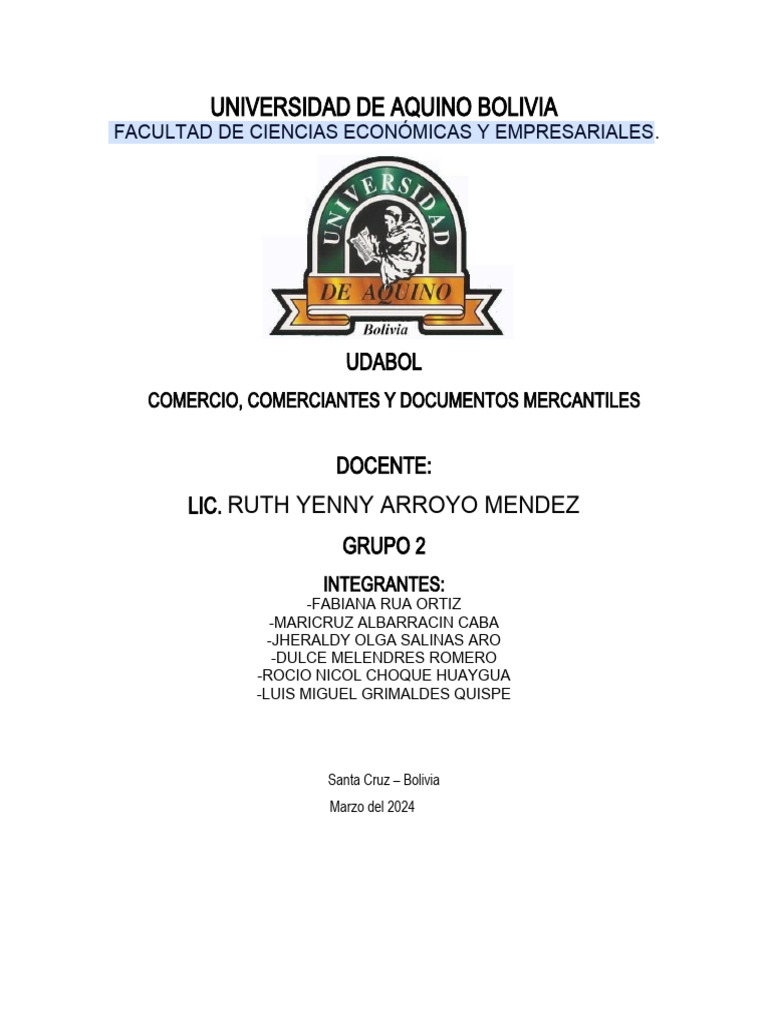 Informe sobre Comercio en UDABOL | PDF