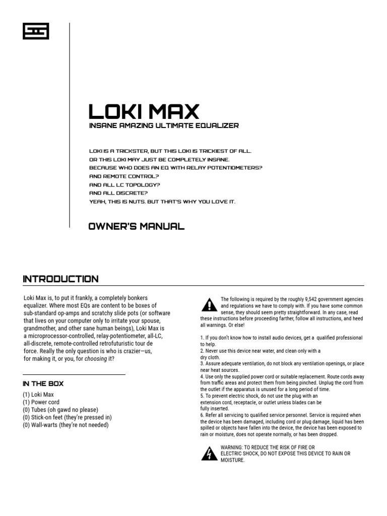 Loki Max Manual 1 - 1 | PDF | Equalization (Audio) | Amplifier