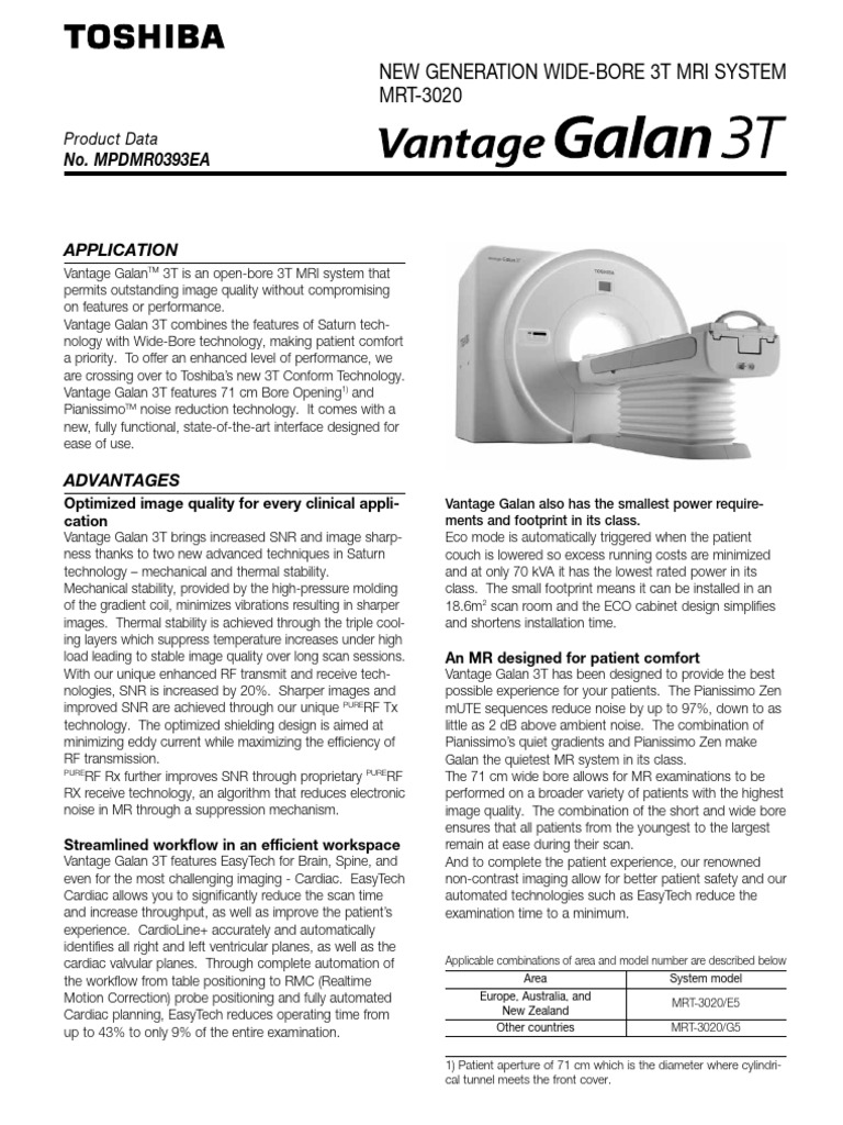 Vantage Galan 3T - MRI | PDF | Magnetic Resonance Imaging