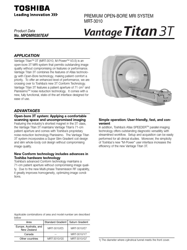 Vantage Titan 3T MRI | PDF | Magnetic Resonance Imaging