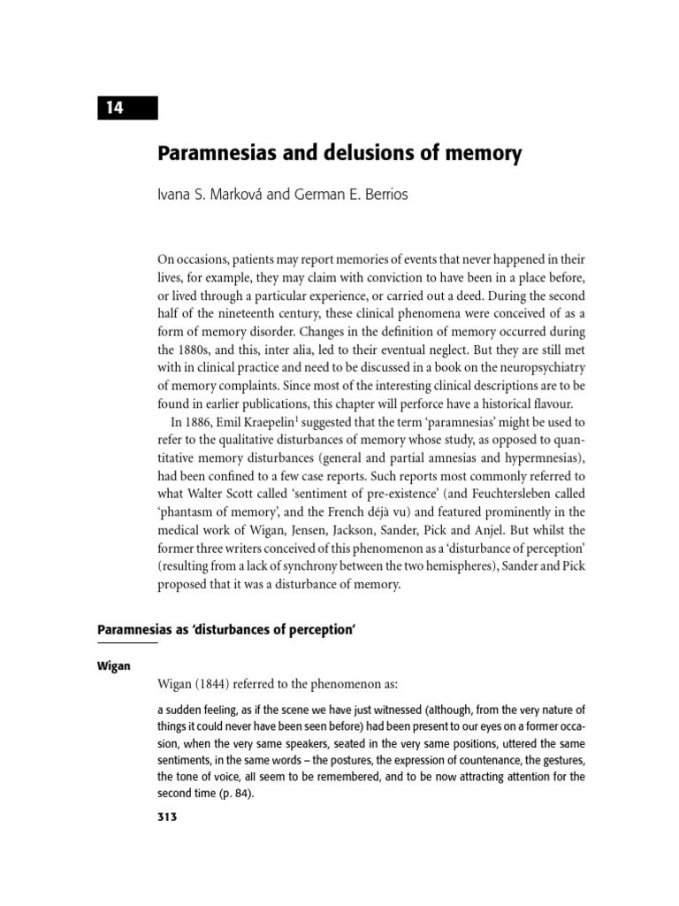 Paramnesia S | PDF | Experience | Delusion