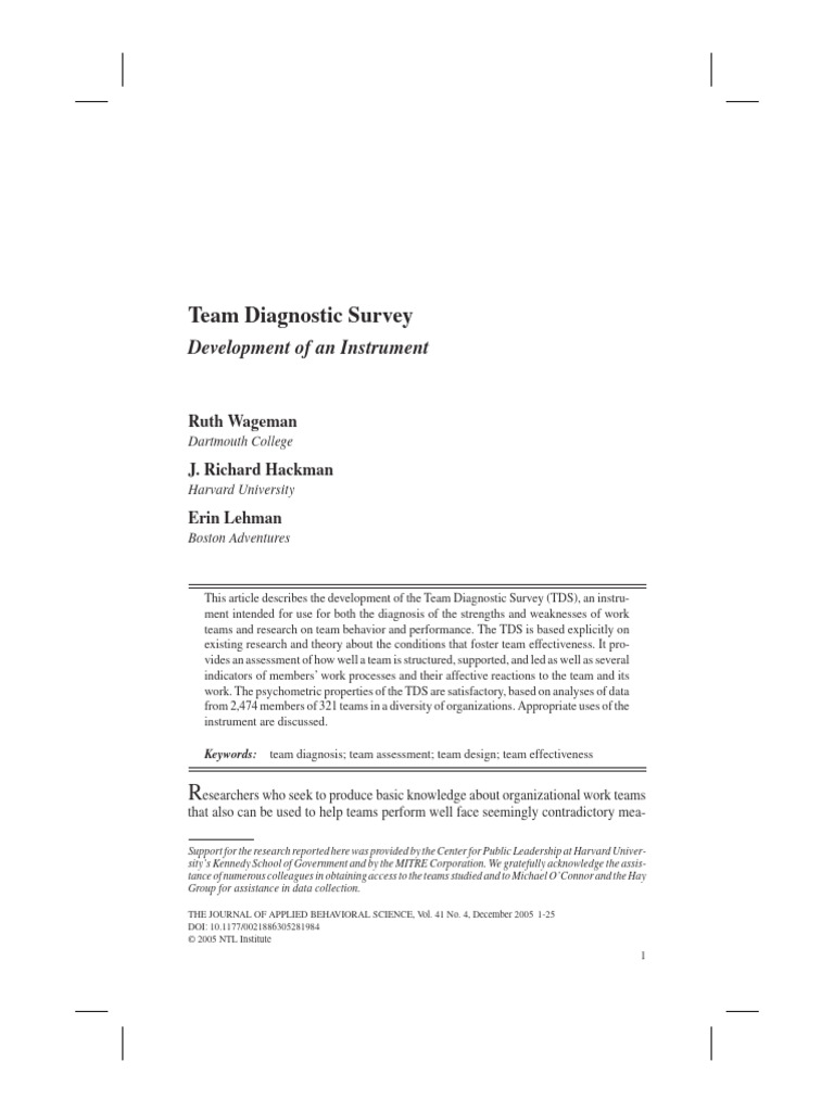 Team Diagnostic Survey | Download Free PDF | Validity (Statistics ...