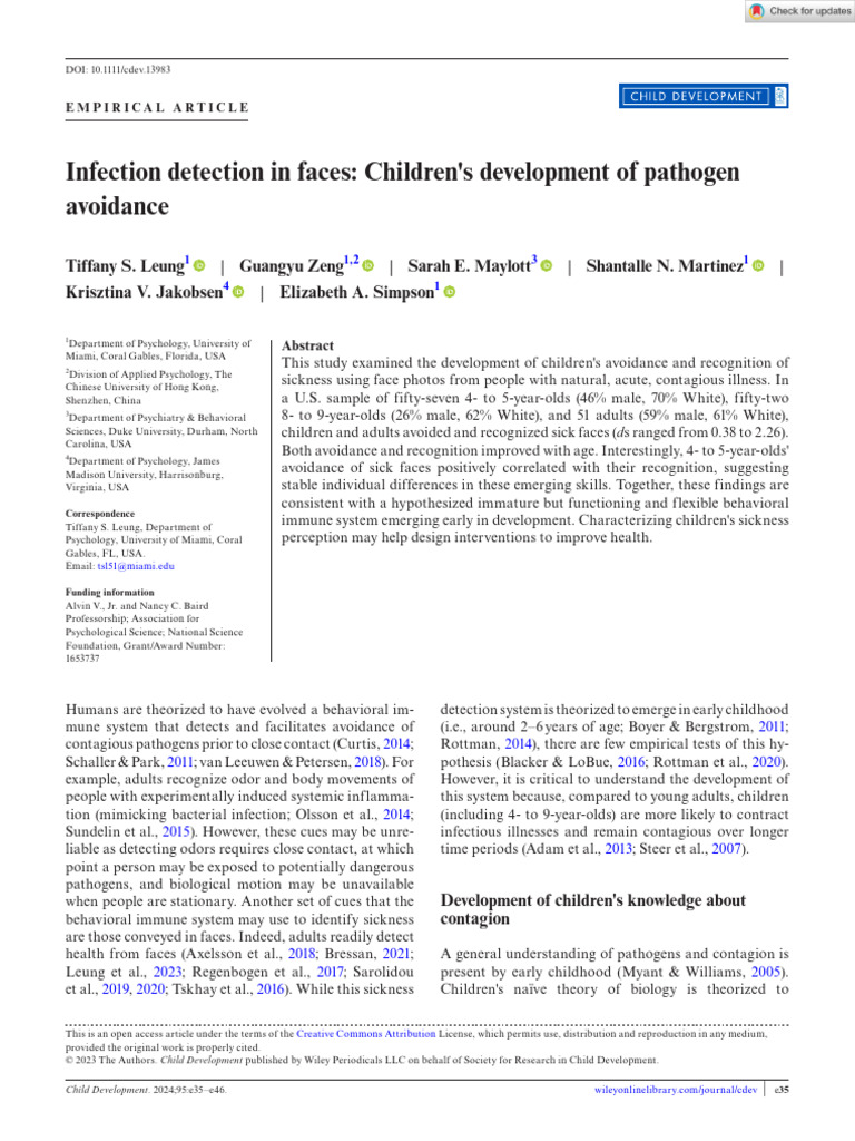 Child Development - 2023 - Leung - Infection Detection in Faces ...