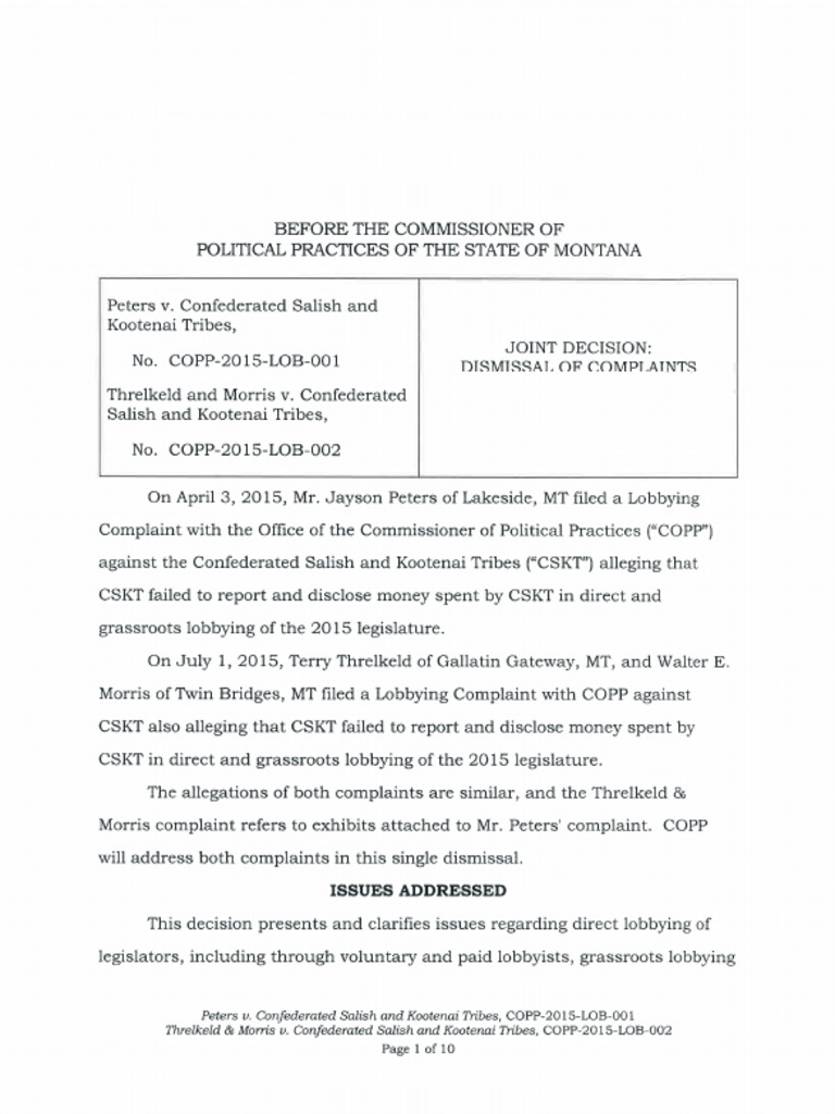 Peters v. CSKT | PDF