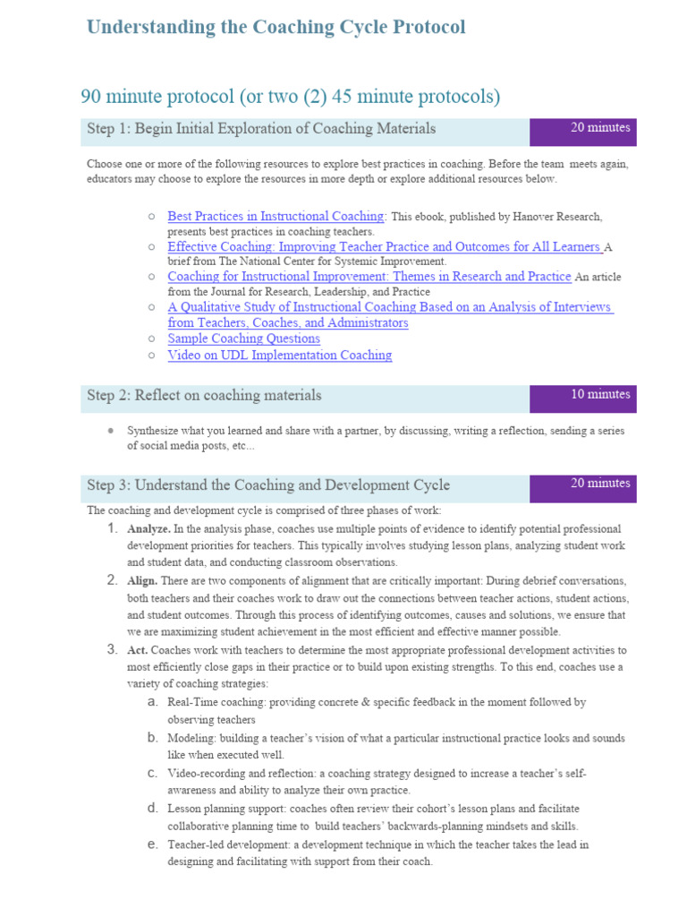 coaching-cycle-protocol | PDF | Teachers | Lesson Plan