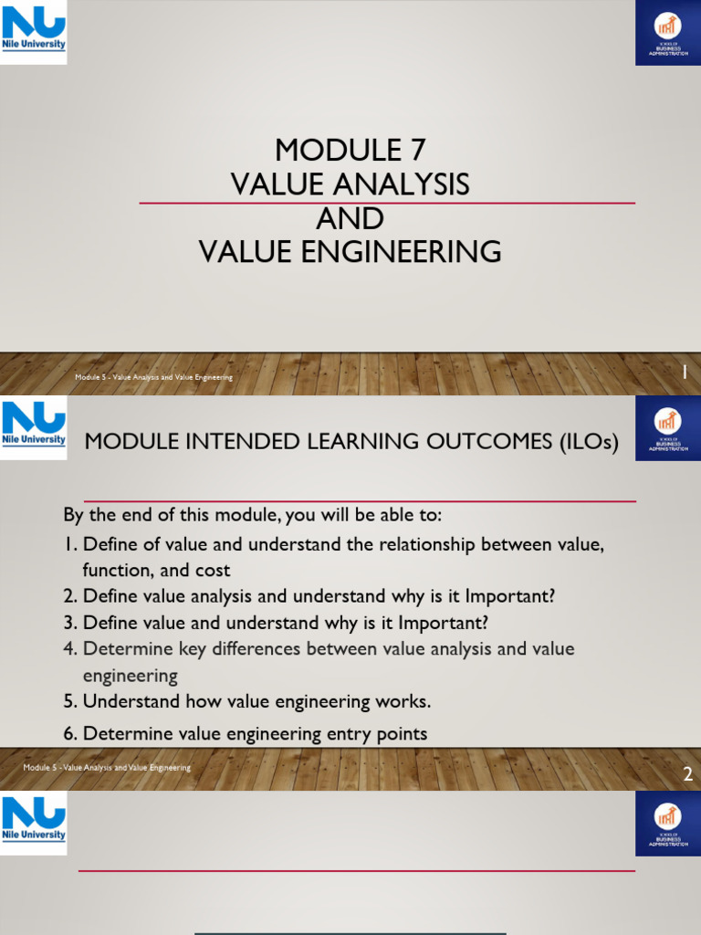 Module 7 - Value Analysis and Value Engineering - PPTX 1 | PDF | Value (Economics) | Cost