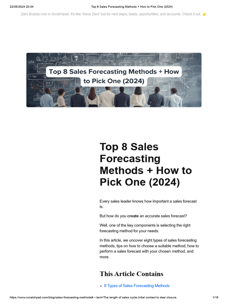 Top 8 Sales Forecasting Methods + How To Pick One (2024) | PDF ...