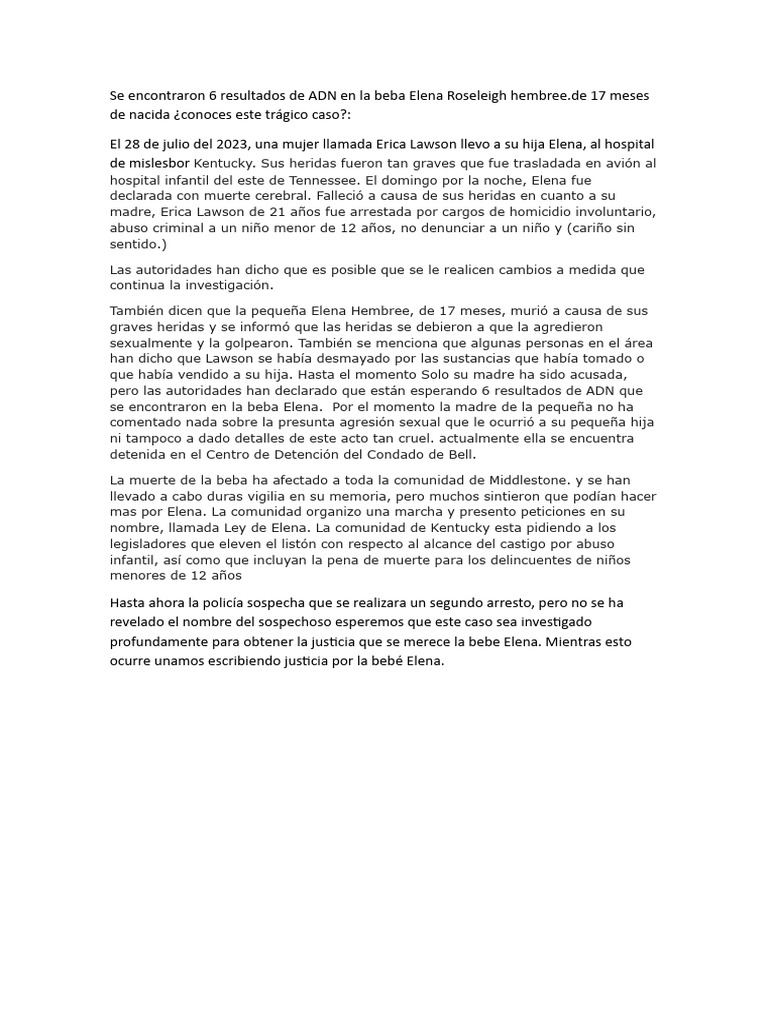 Justicia por Elena Roseleigh Hembree | PDF
