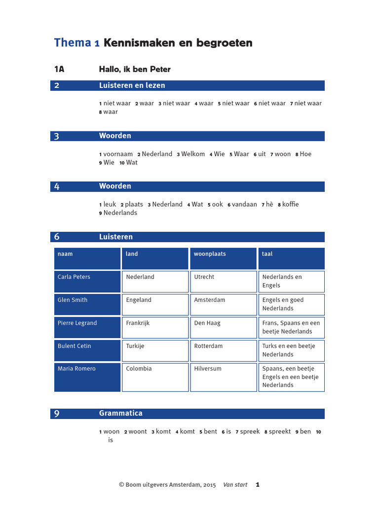 Van Start-Antwoordsleutels 1-Web | PDF