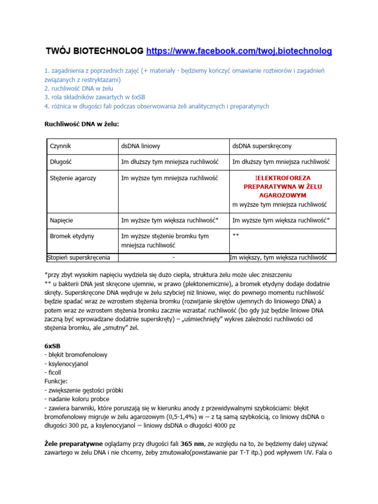 Elektroforeza Preparatywna W Żelu Agarozowym | PDF