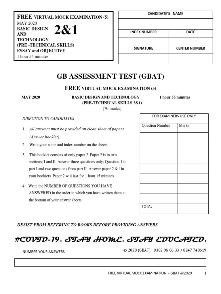 GBAT V MOCK 5 Pre Technical Skills | PDF | Metalworking | Color