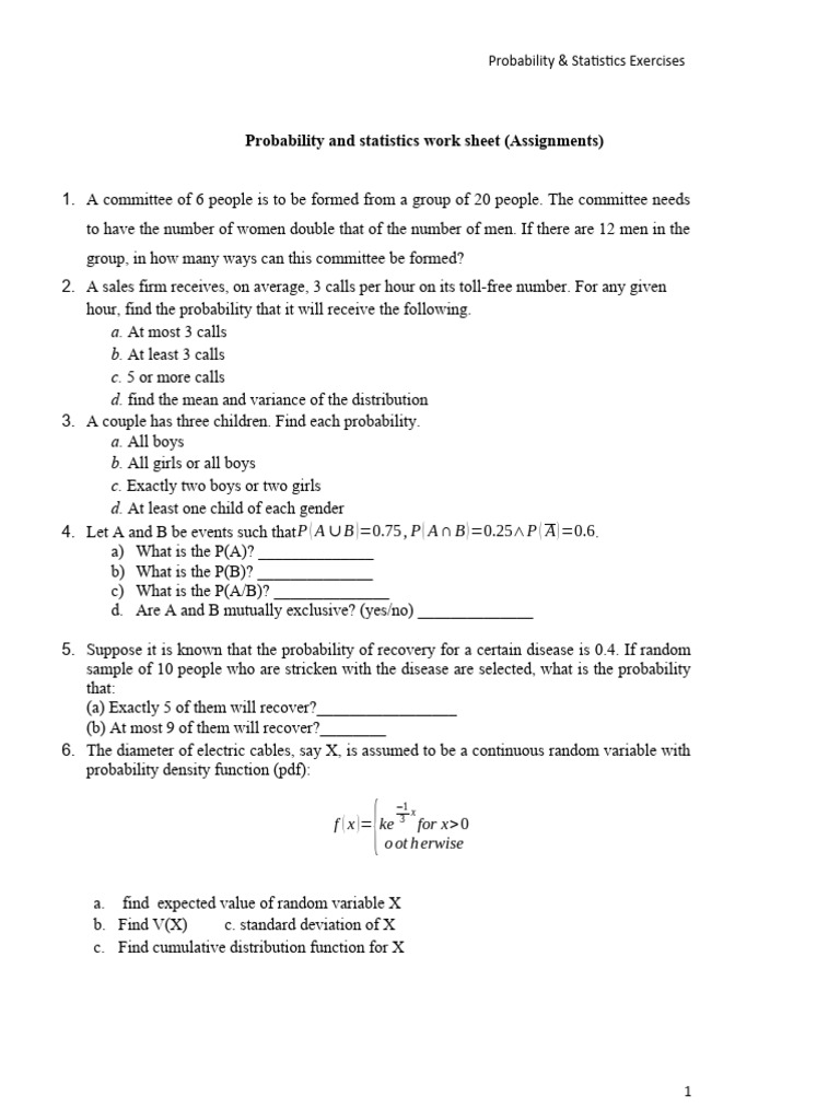assignment | PDF | Probability Distribution | Random Variable