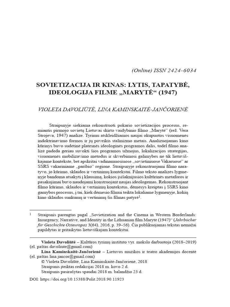 Davoliūtė Filmas Maryte | PDF