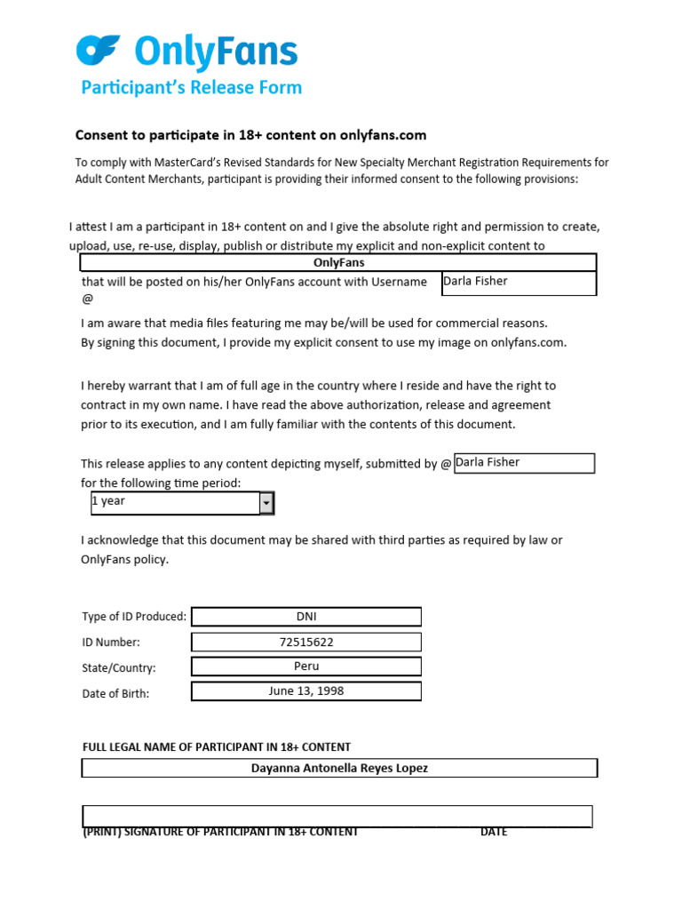 Participant'S Release Form: Onlyfans | PDF | Politics | Social Science