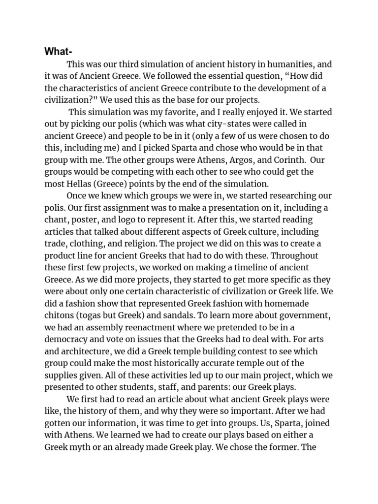 What So What Now What - Greek Simulation Jhazmyne | PDF | Ancient Greece