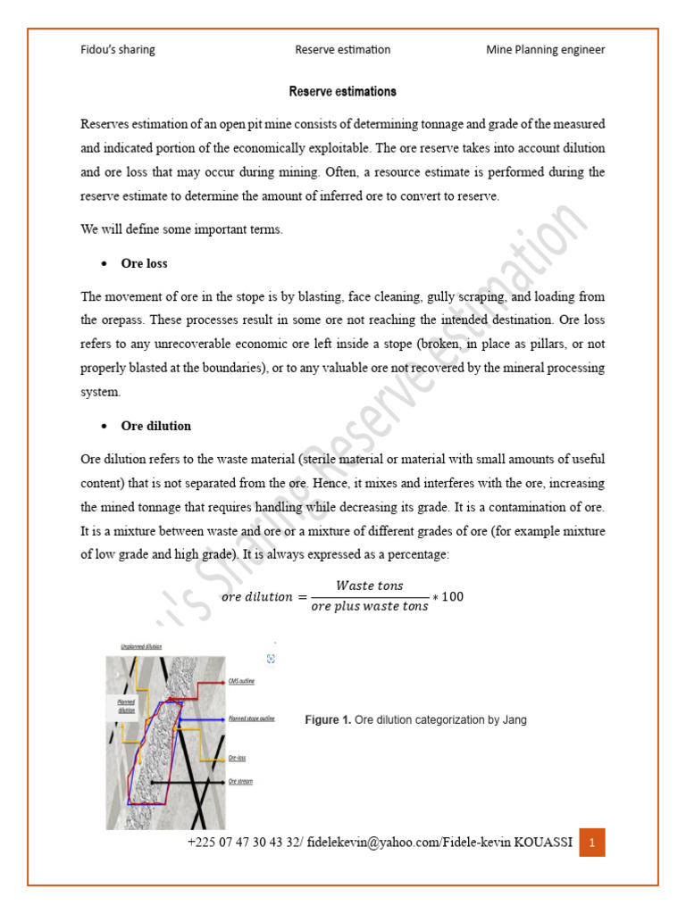 Fidou S Sharing N 3 Reserve Estimation 1708465400 | PDF | Ore | Mining