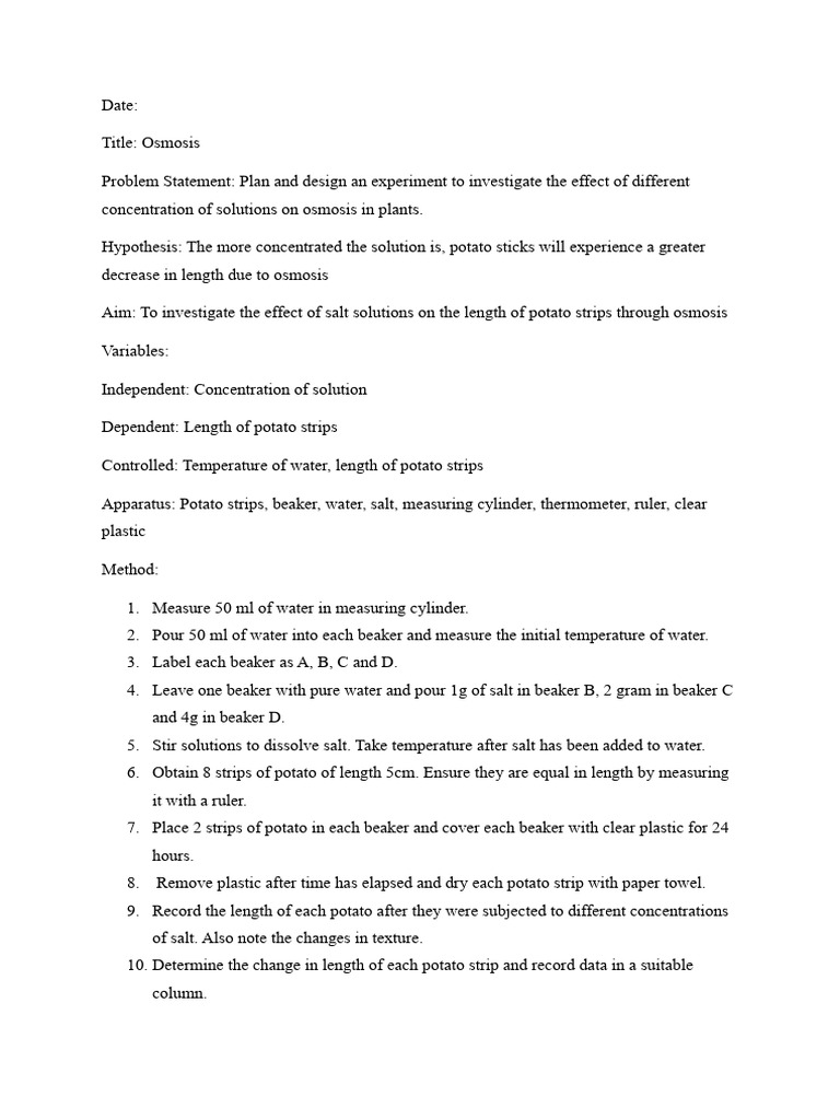 Biology Planning and Designing Csec | PDF | Osmosis | Applied And ...
