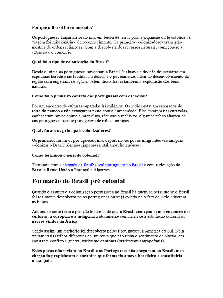 Por Que o Brasil Foi Colonizado | PDF | Brasil | Portugal