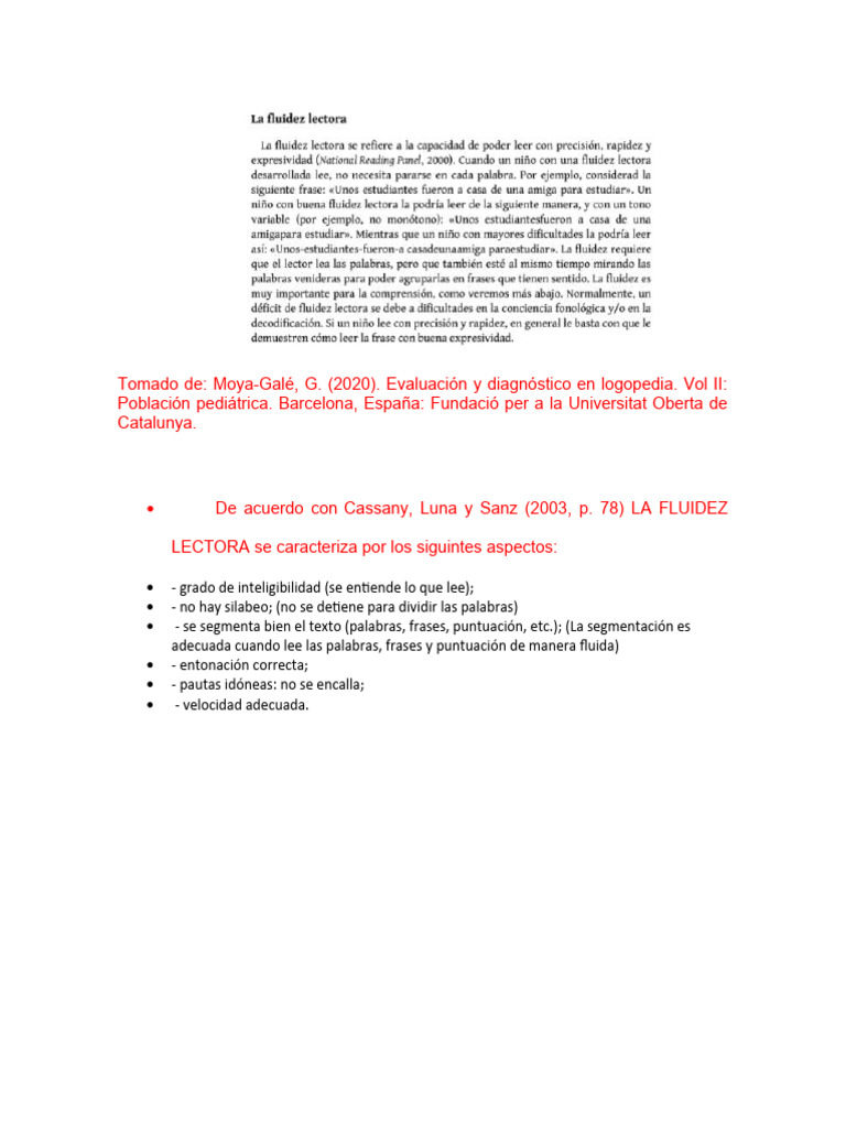 Características de la fluidez lectora | PDF | Ciencia y matemáticas