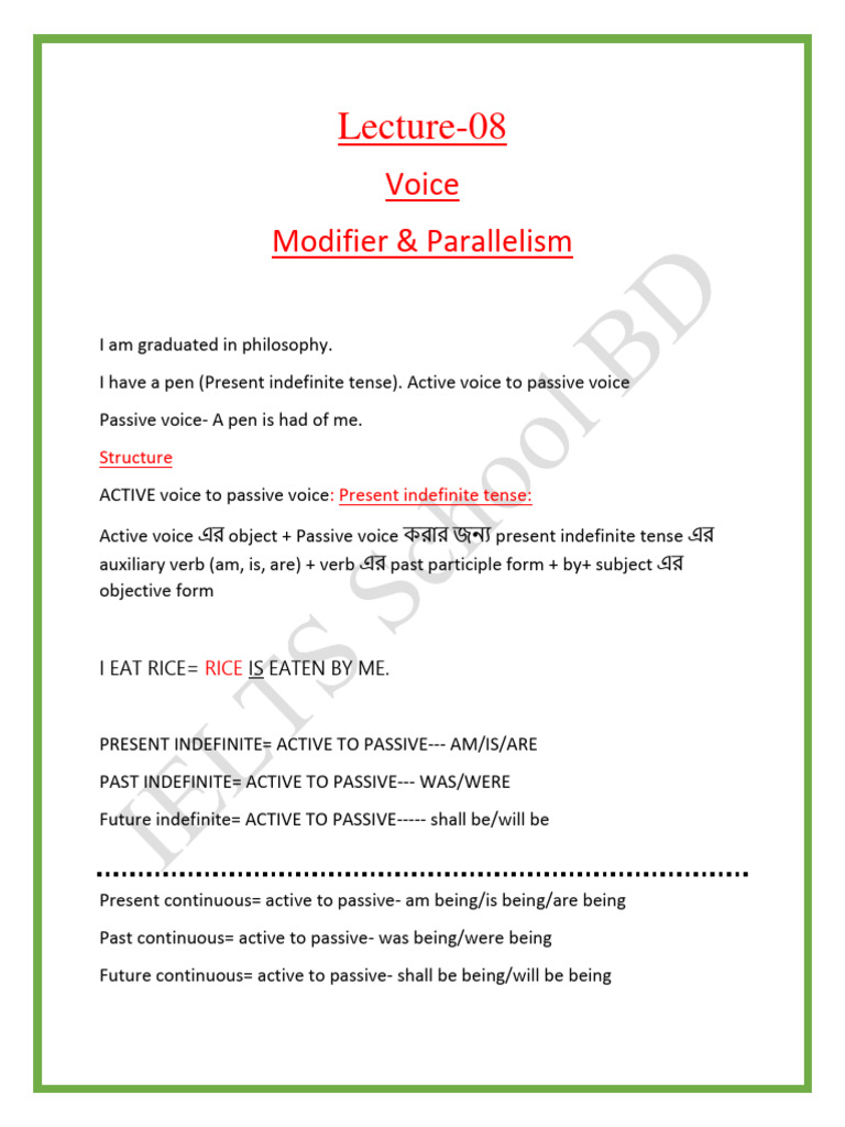 Basic Batch, CL-08, VOICE CHANGE, PARALLELISM, MODIFIER | PDF | Verb ...