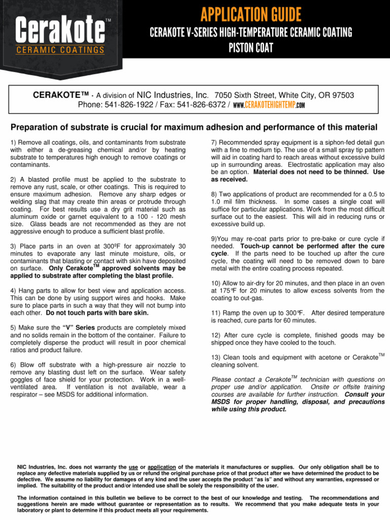 V-136 Piston Coat Application Guide | PDF