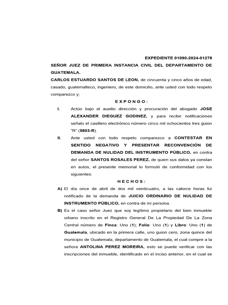 Memorial de Reconvencion 4. | PDF | Demanda judicial | Guatemala