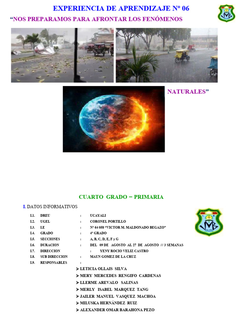 Experiencia de Aprendizaje #06 Cuarto Grado | Descargar gratis PDF | Evaluación | Puntuación